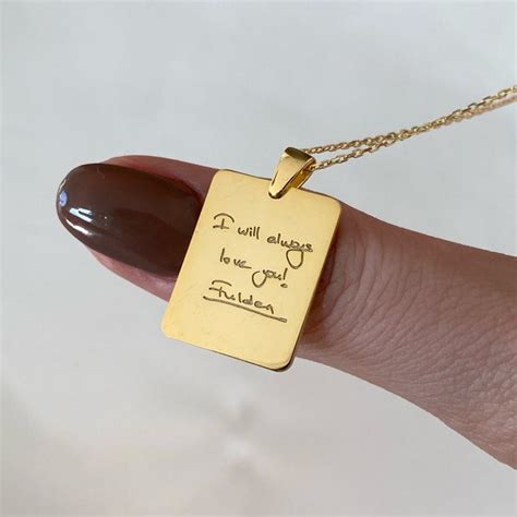 Engraved Handwriting Mens Necklace Etsy