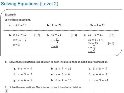 Solving Equations Level 2 Teaching Resources