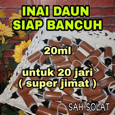 Inai Daun Asli Siap Bancuh Free Buffer 20ml Inai Sah Solat Henna