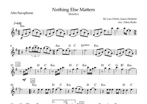 Nothing Else Matters Arr Fabio Britto Par Metallica Partitions Pour