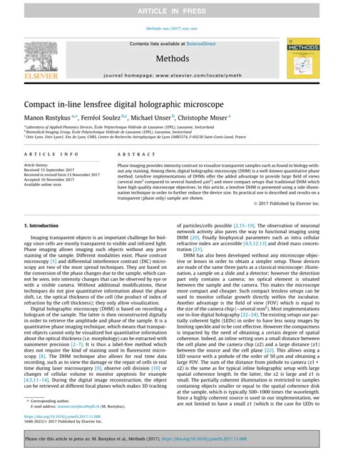 Pdf Compact In Line Lensfree Digital Holographic Microscope