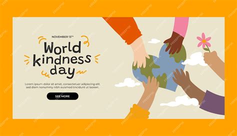 손으로 그린 세계 친절의 날 가로 배너 템플릿 무료 벡터