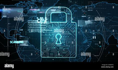 Image Of Analysis Text Data Processing Over Security Padlock Stock
