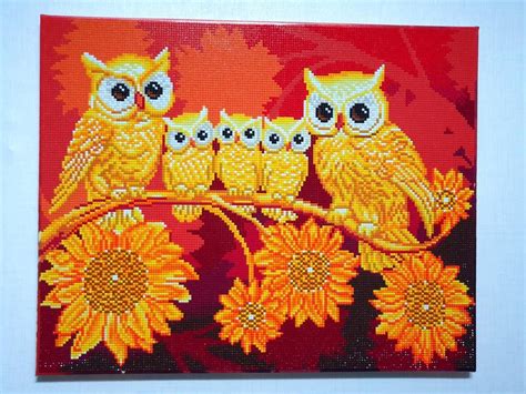 황금부엉이 보석십자수 완성품 헬로마켓
