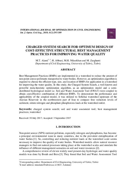 Pdf Charged System Search For Optimum Design Of Cost Effective Structural Best Management