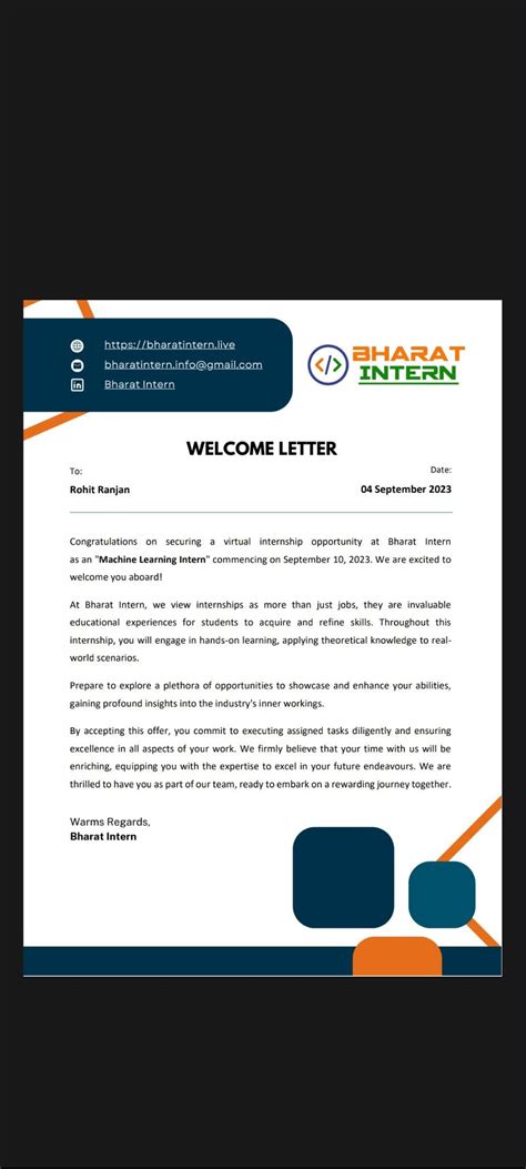 Rohit Ranjan On Linkedin Bharatintern Machinelearning