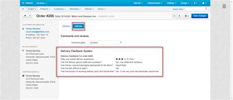 CS Cart Delivery Feedback System Feedback Form In CS Cart