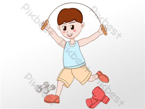 손으로 그린 피트 니스 운동 점프 로프 문자 그림 일러스트 Png Psd 무료 다운로드 Pikbest