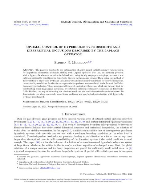 Pdf Optimal Control Of Hyperbolic Type Discrete And Differential Inclusions Described By The