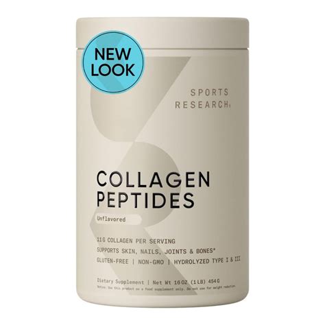 Коллаген, Collagen Peptides Unflavored, Sports Research, 454 г (16 oz ...