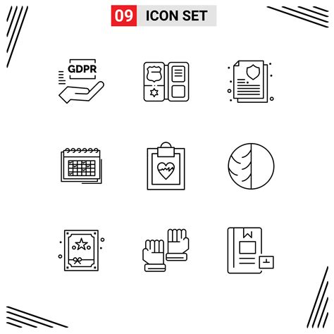 Stock Vector Icon Pack Of 9 Line Signs And Symbols For Timetable