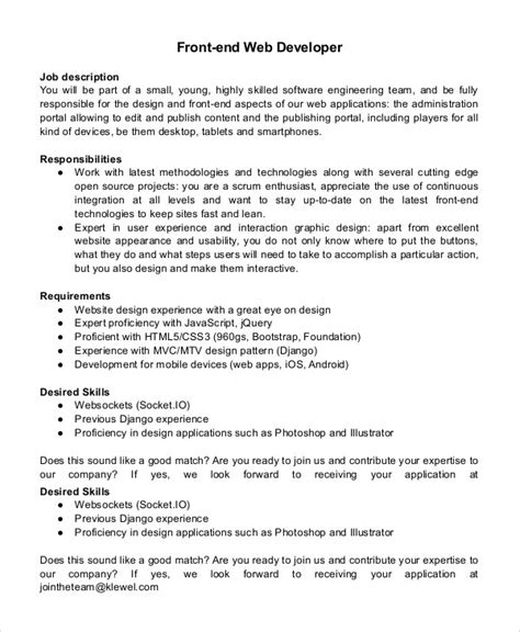 front end developer job description unique interview questions