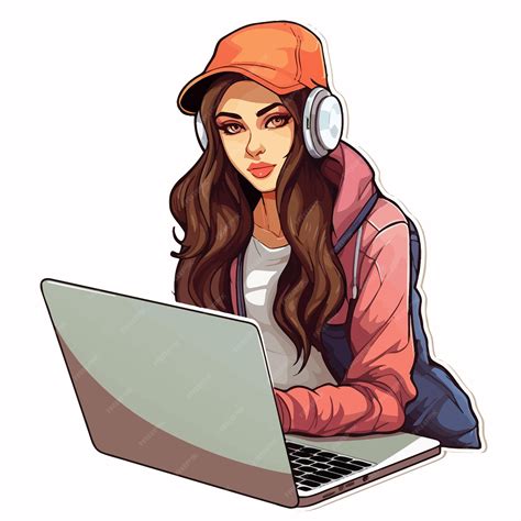 Premium Vector Girl With Laptop Vector