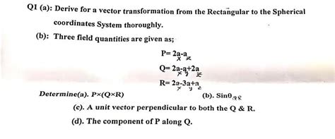Solved 21 A Derive For A Vector Transformation From The