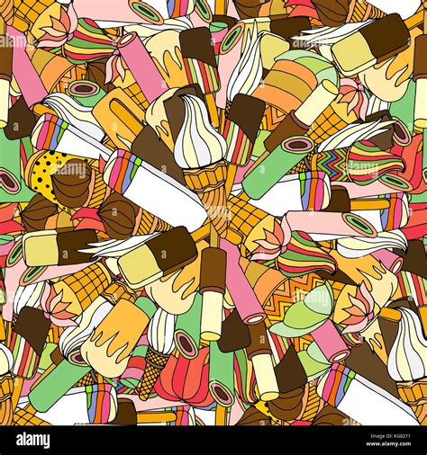 Seamless Pattern With Ice Cream Vector Illustration Stock Vector Image