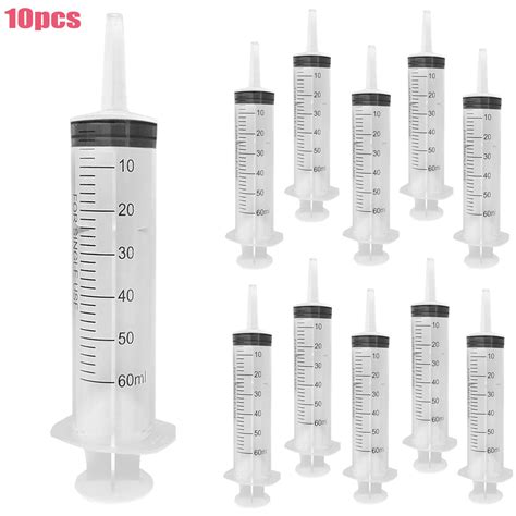 Yucurem 10 Pack 60ml Plastic Syringe Liquid Measuring Syringe Tools For