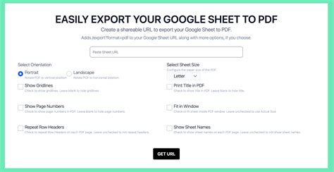 Export PDF From A Google Sheet WITH OPTIONS