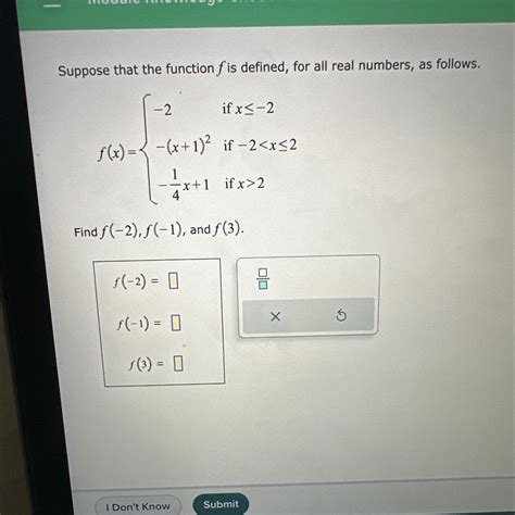suppose that the function fis defined for all real numbers as follows