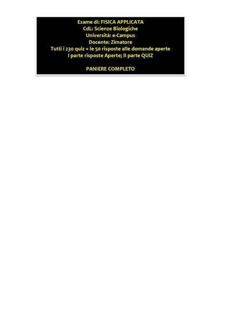 Fisica Applicata Prof Zimatore Paniere Completo Risposte Chiuse 230