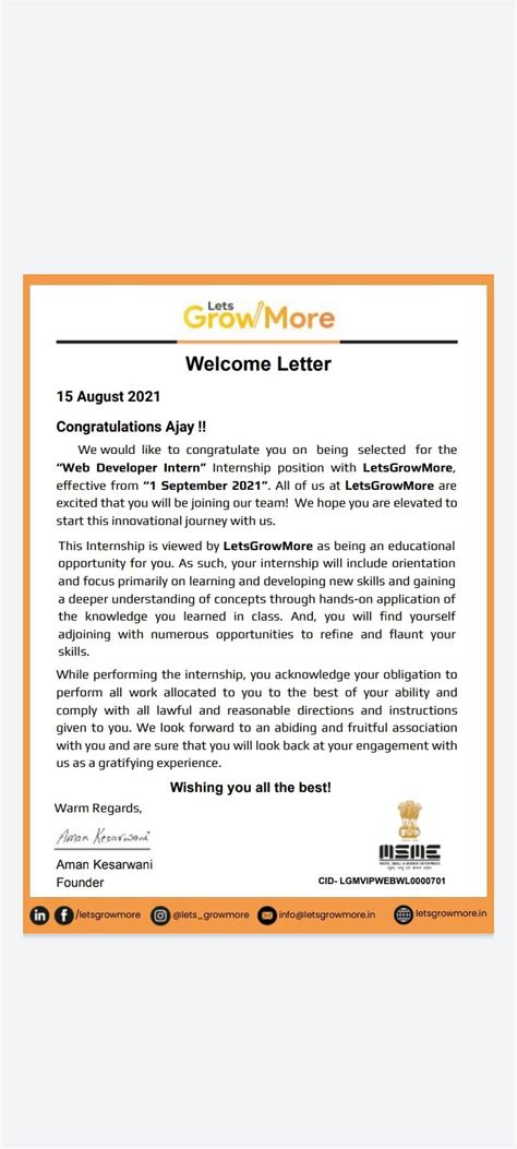 Ajay Bhatheja On Linkedin Internship Letsgrowmore Intern