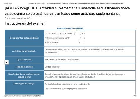 Examen ACDB SUP Actividad Suplementaria Tenica Inferencia ACDB SUP