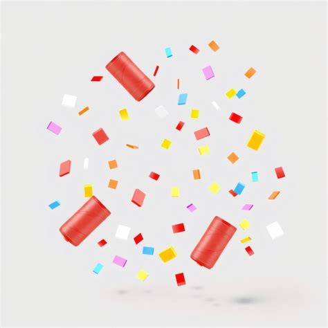 Three Red Cylindrical Objects Are Falling From The Top With Colorful