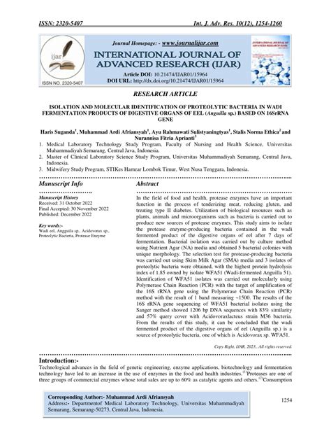 Pdf Isolation And Molecular Identification Of Proteolytic Bacteria In Wadi Fermentation