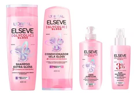 Kit Elseve Glycolic Gloss 400ml 4 Itens Loréal C Elixir Frete Grátis