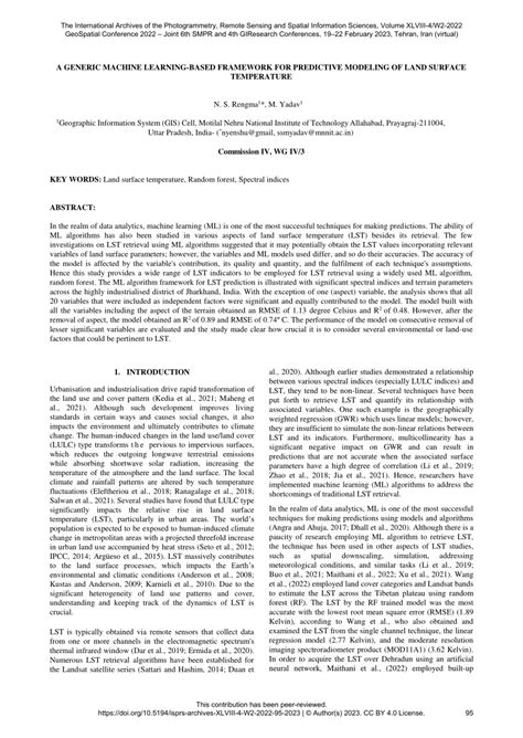 Pdf A Generic Machine Learning Based Framework For Predictive Modeling Of Land Surface Temperature