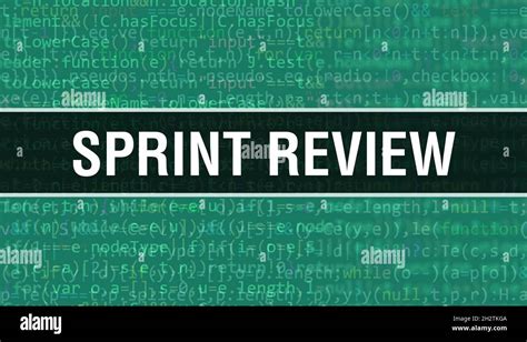 Sprint Review Concept With Random Parts Of Program Code Sprint Review