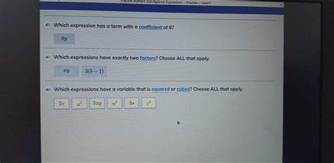 Solved Practice Numeric And Algebraic Expressions — Practice — Level