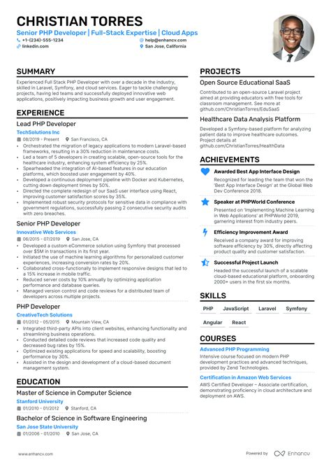 9 Php Developer Resume Examples And Guide For 2025
