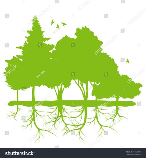 Trees Roots Background Ecology Planet Vector Stock Vector Royalty Free