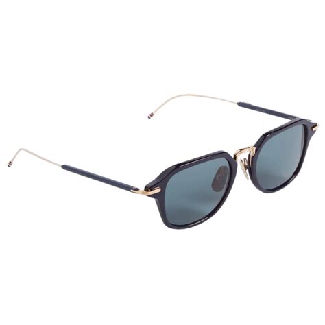 Thom Browne Navy And White Gold Clubmaster Sunglasses Thom Browne
