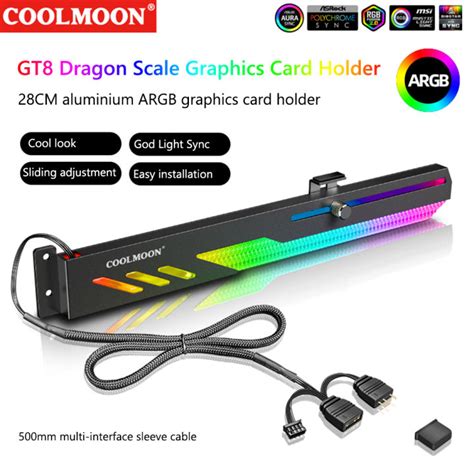 Coolmoon Gt8 Computer Video Stand Horizontal Gpu Support 5v Argb