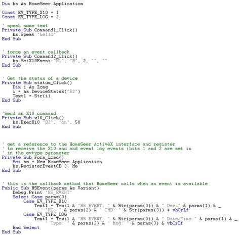 HomeSeer S Scheduler As An ActiveX Server