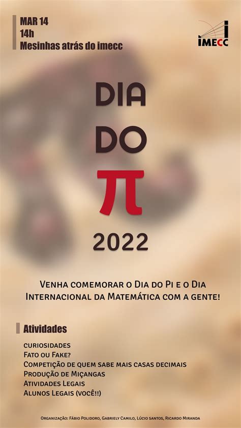 Dia Do Pi Dia International Da Matem Tica Instituto De Matem Tica Estat Stica E