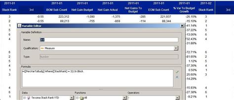 convert variable into a running static number webintelligence