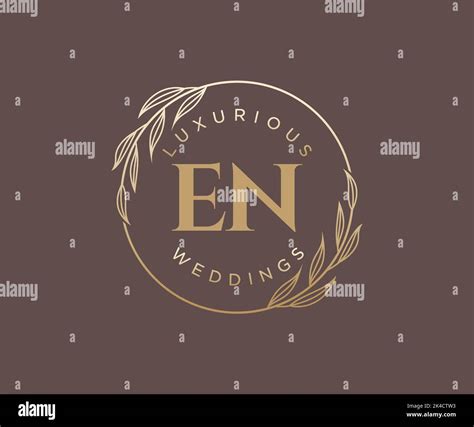 En Initials Letter Wedding Monogram Logos Template Hand Drawn Modern