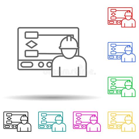 Worker Multi Color Style Icon Simple Thin Line Outline Vector Of