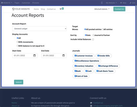Odoo Accounting Web Report WebKul