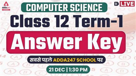 Computer Science Answer Key 2021 Class 12 Computer Science Paper