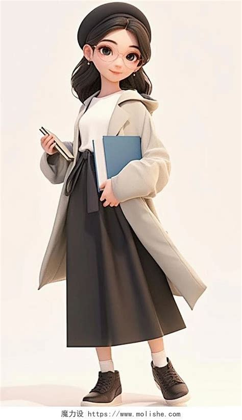 拿着课本的女人老师女教师职业女性3d人物ai插画 花瓣网