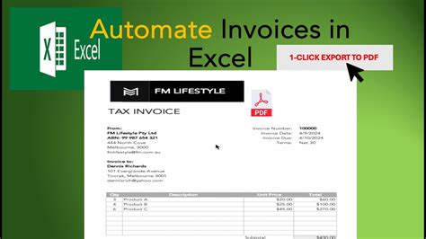 Automate Invoices With Excel 1 Click Pdf Youtube