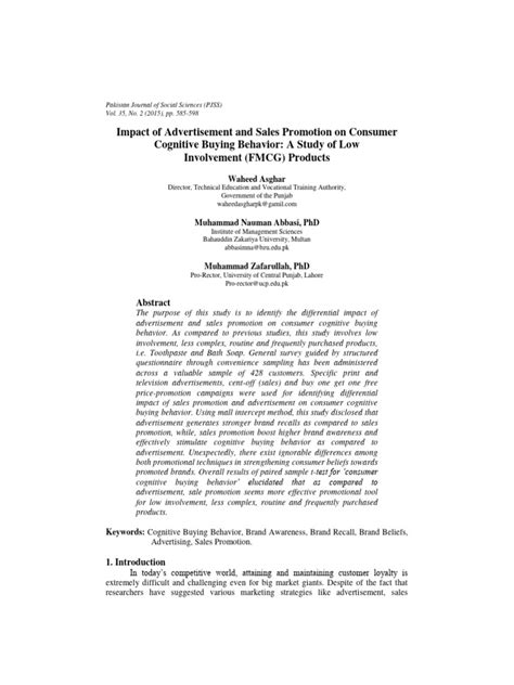 Impact Of Advertisement And Sales Promotion On Consumer On Cognitive Process Download Free Pdf