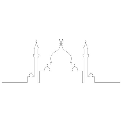 Premium Vector Mosque Line Art Drawing Islamic Ornament Background Single Line Draw Design