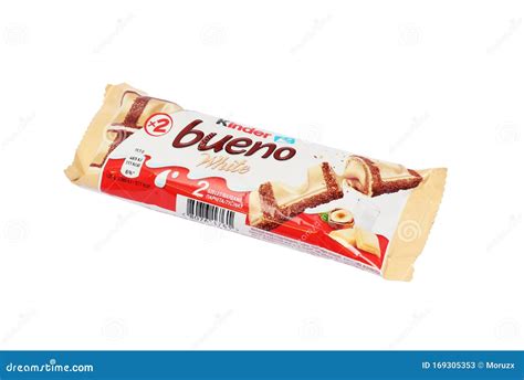 Kinder Bueno White Chocolate Bar Isolated On White Background Editorial