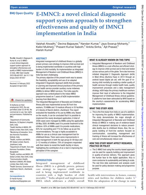 Pdf E Imnci A Novel Clinical Diagnostic Support System Approach To