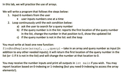 in this lab we will practice the use of arrays we