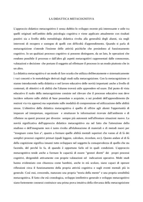 Didattica Metacognitiva Docsity